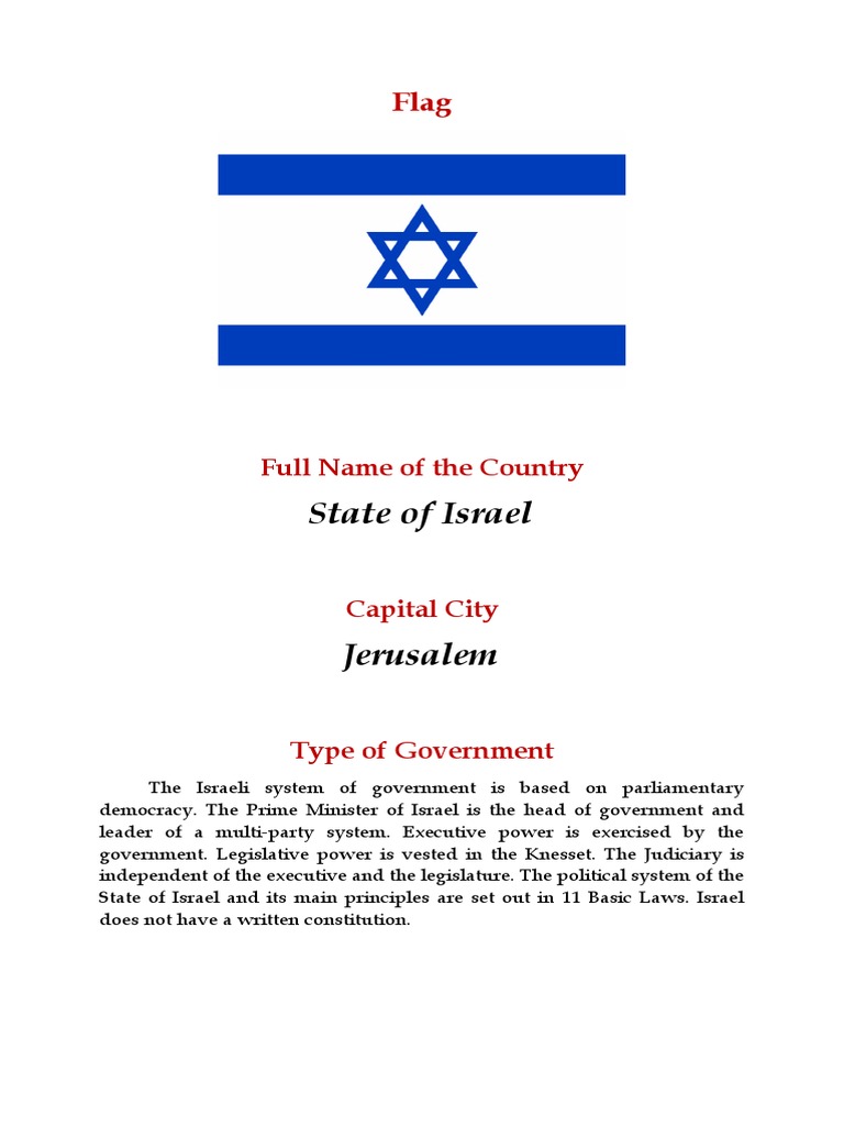 State of Israel: Full Name of The Country | PDF | Israel | World Politics