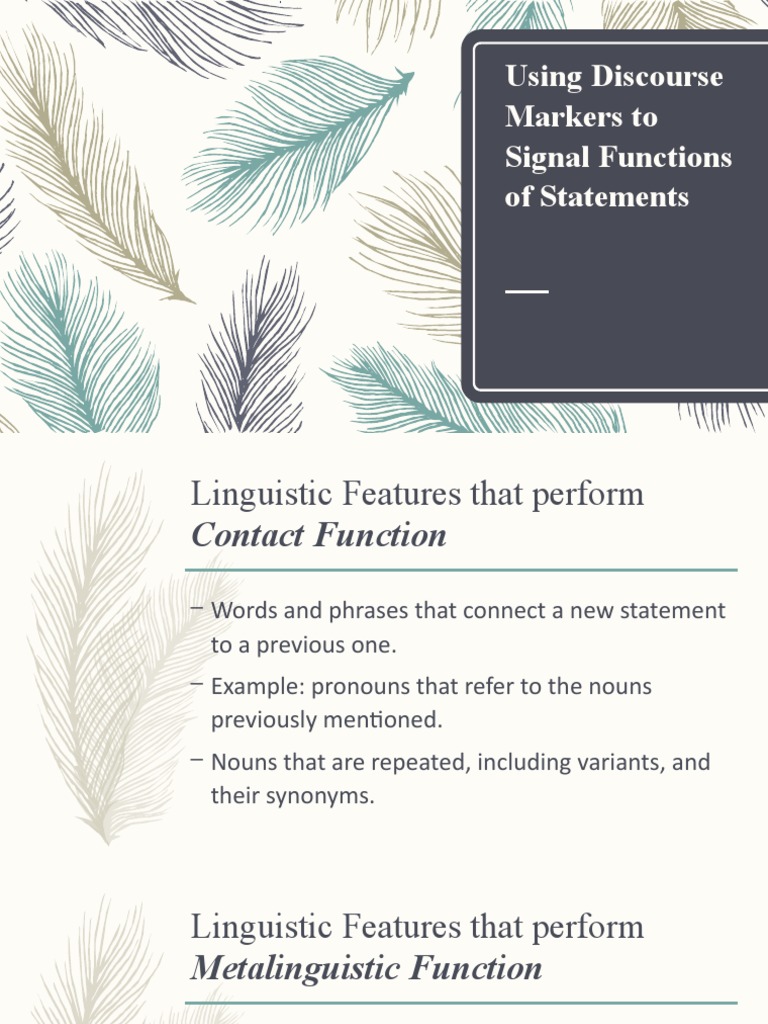 Discourse Markers: Functions & Examples | PDF | Sentence (Linguistics ...