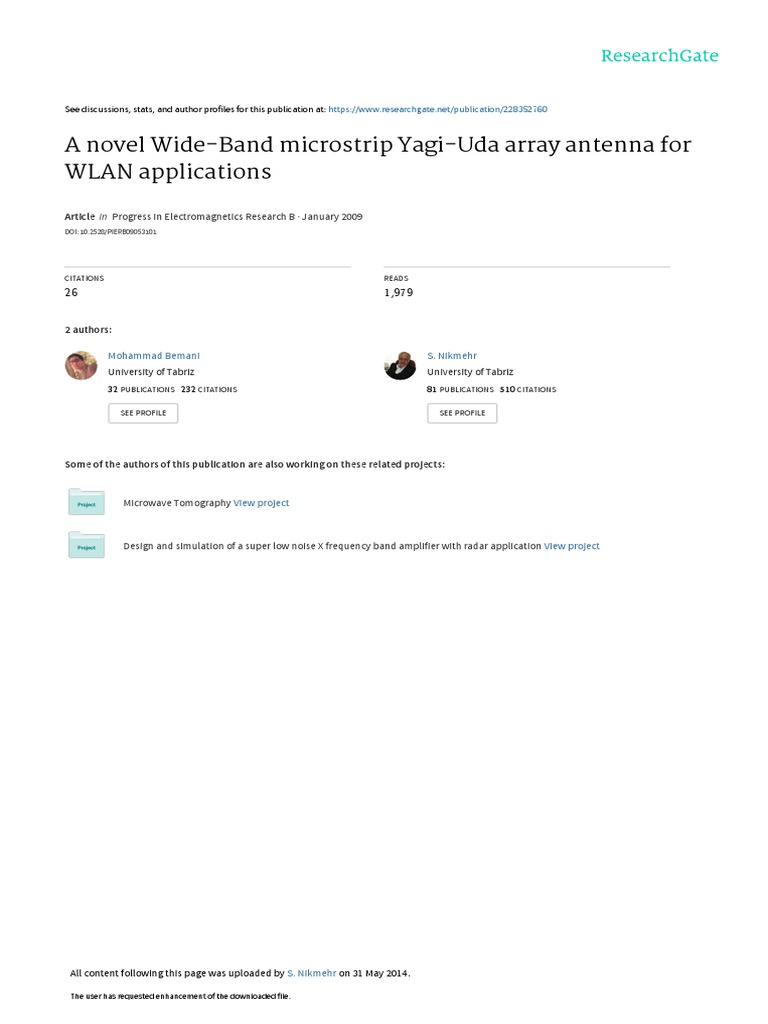 A Novel Wide-Band Microstrip Yagi-Uda Array Antenn | PDF | Antenna ...