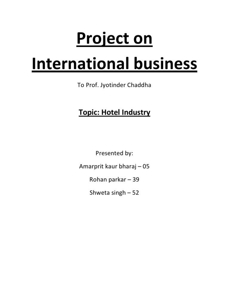 Project On International Business | PDF | Hotel | Internet