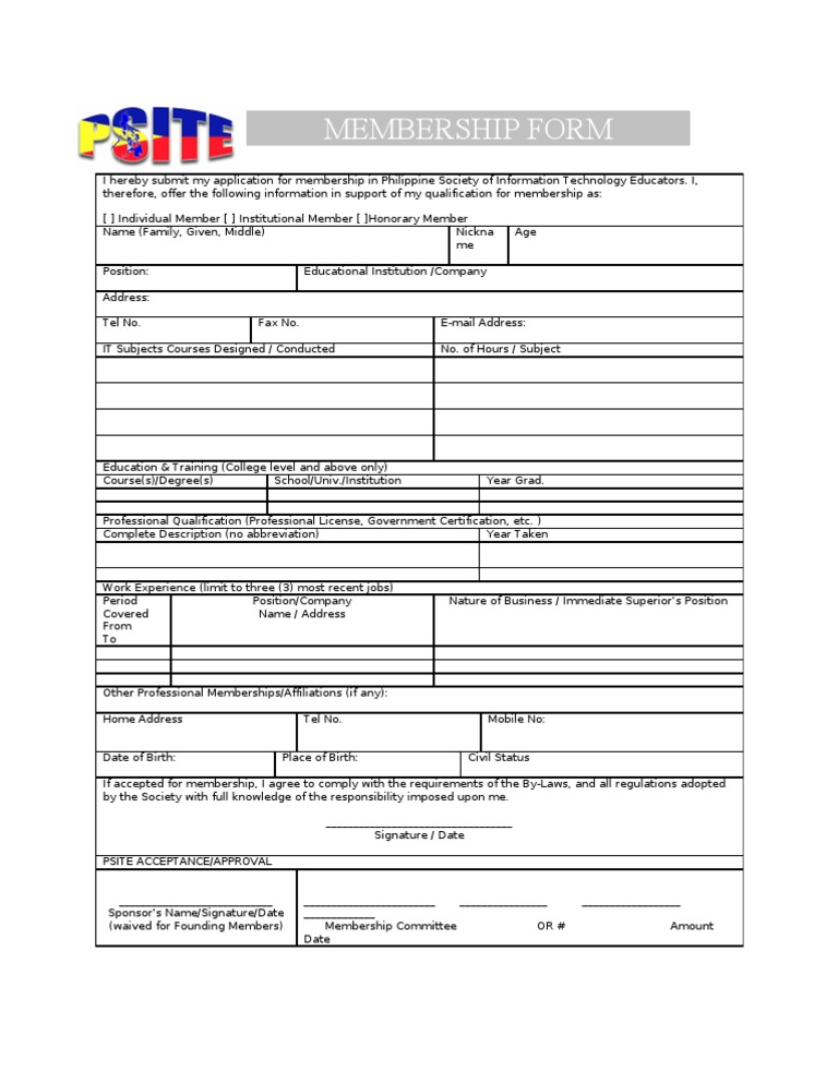 Form 007 Membership | PDF | Career & Growth