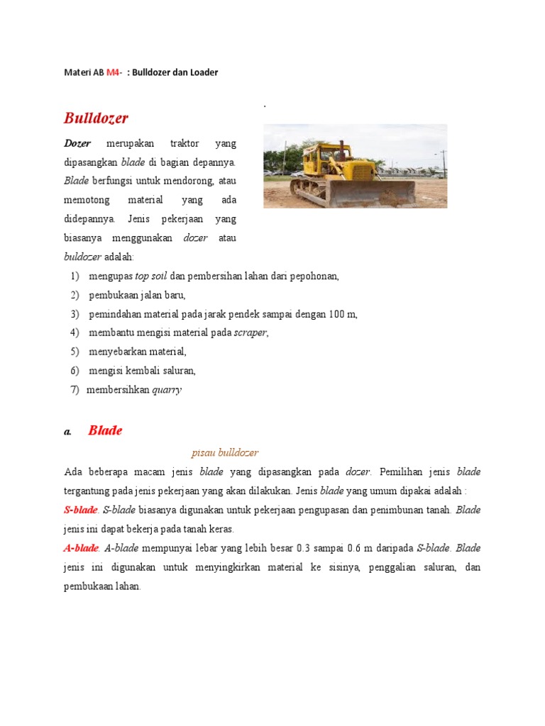 Panduan Bulldozer dan Loader dalam Konstruksi | PDF | Griya & Taman ...