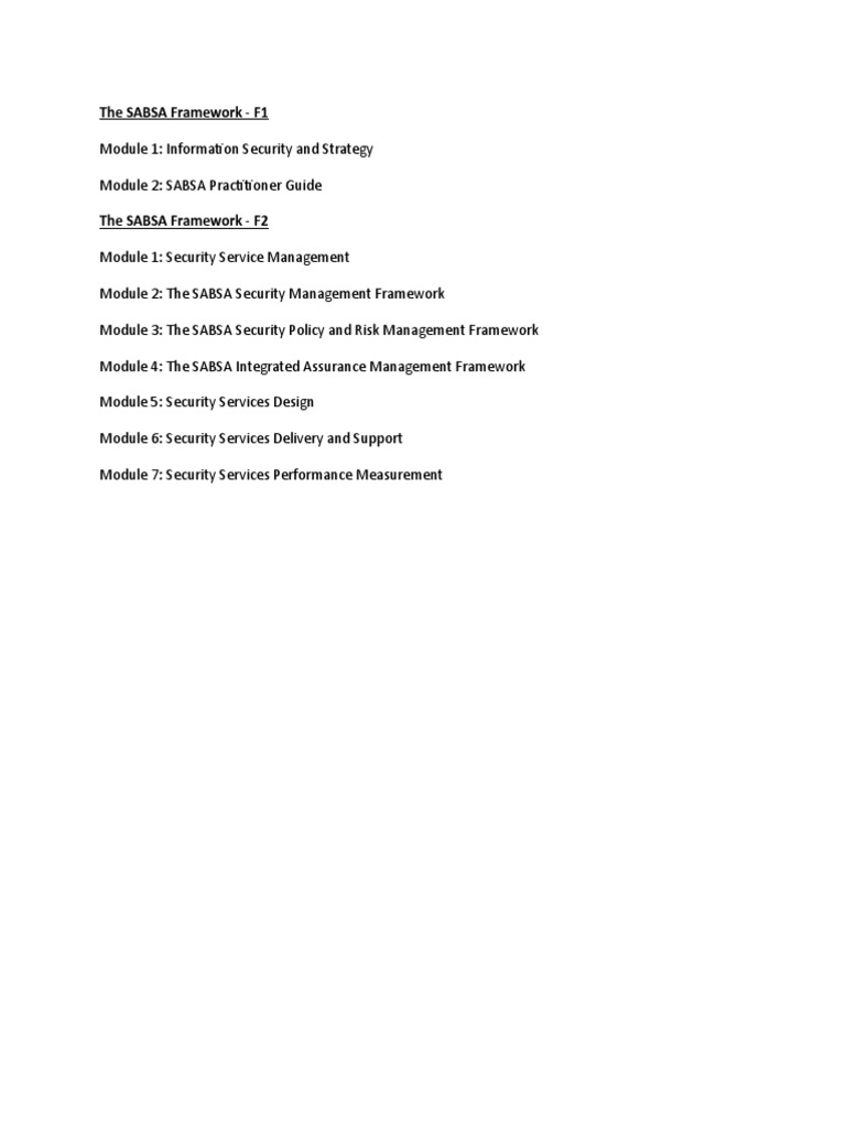 SABSA Course Outline | PDF | Computers