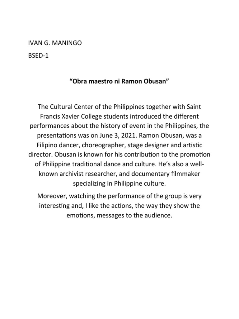 Watch Ramon Obusan's life and works brought to stage | PDF