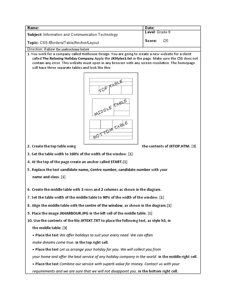 Name: Date: Subject: Information and Communication Technology Topic ...