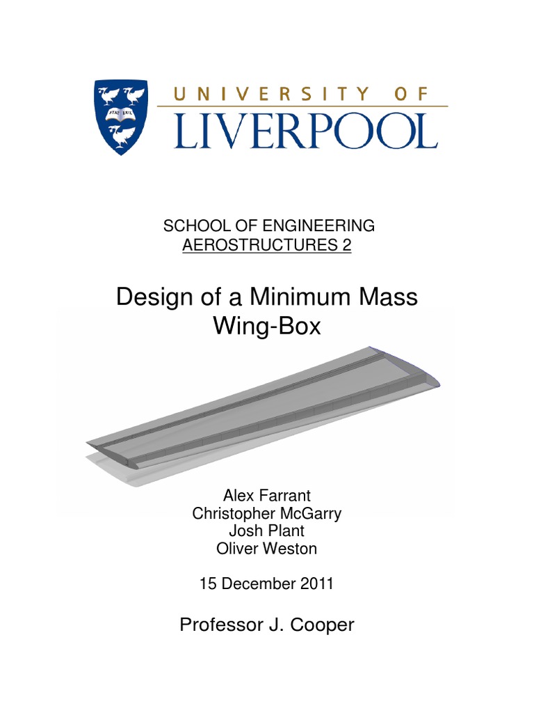Design of A Minimum Mass Wing-Box: Professor J. Cooper | PDF | Buckling ...