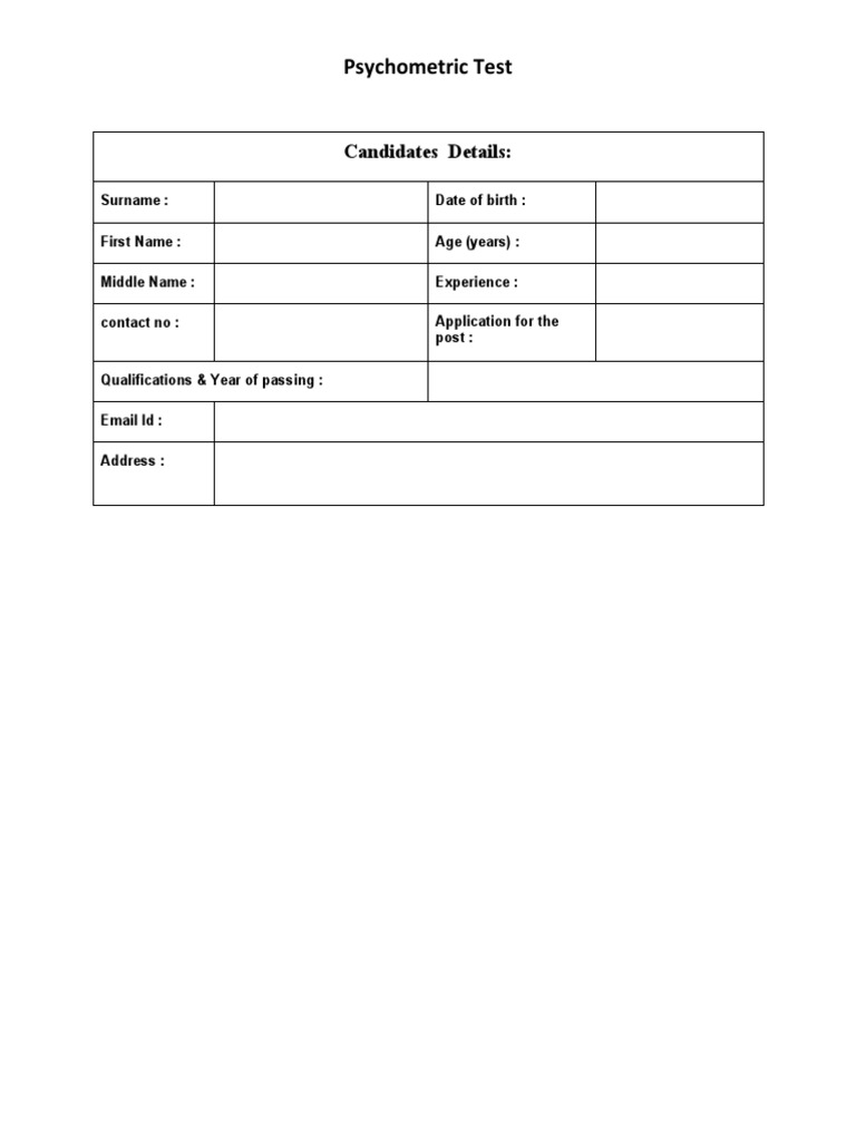 Psychometric Test Questions | PDF | Tests | Evaluation Methods