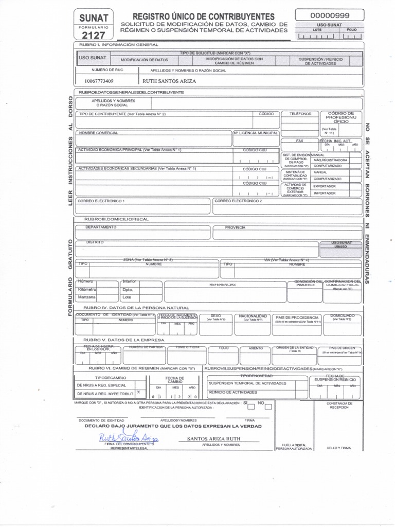 Formulario 2127 | PDF