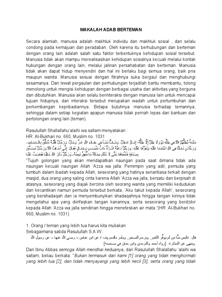 Makalah Adab Berteman | PDF