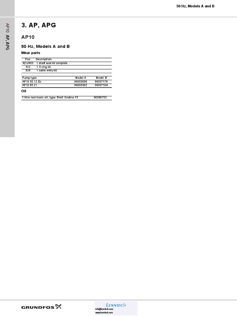 Ap Apg 50 Hz Models A And B Pdf Electrical Components