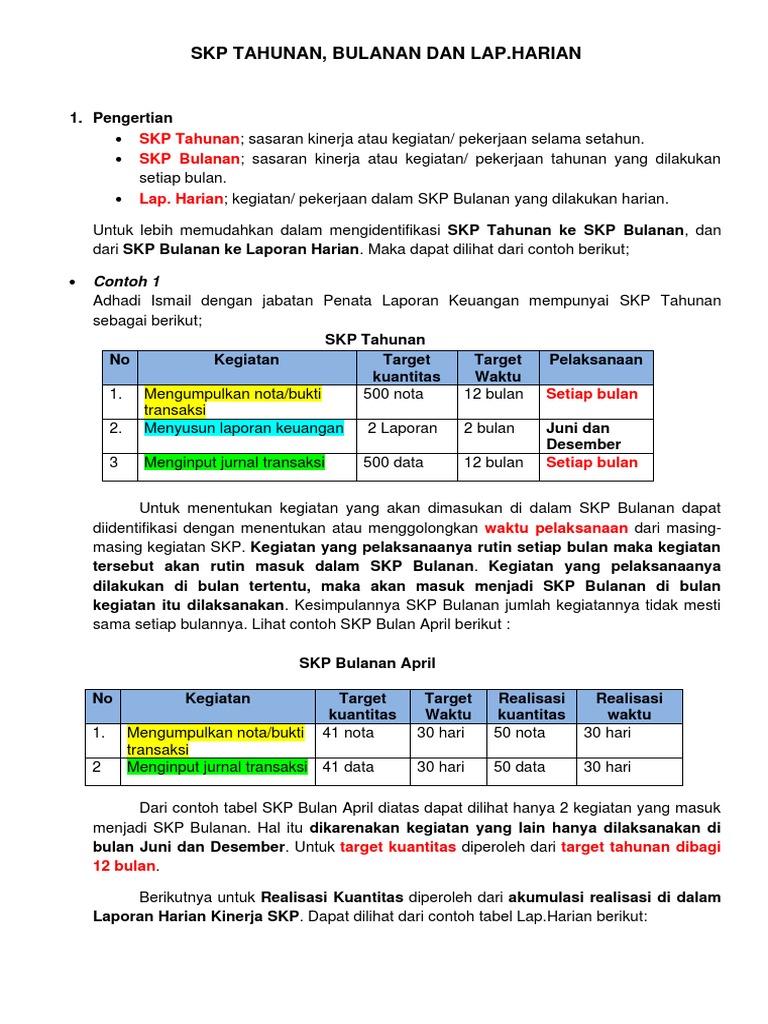 Cara Identifikasi SKP Bulanan Dan Harian | PDF | Karier & Perkembangan ...