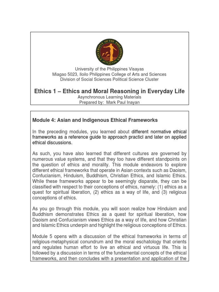 ETHICS 4.1 - Module | PDF | Four Noble Truths | Moksha