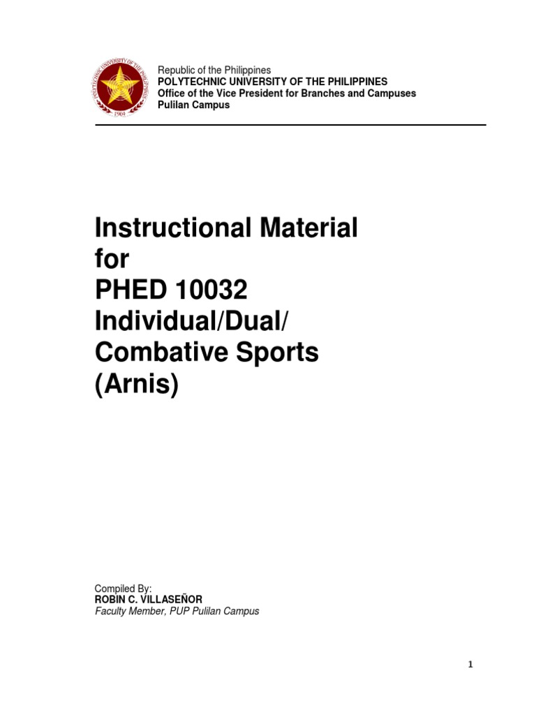 Instructional Material For PHED 10032 Individual/Dual/ Combative Sports ...