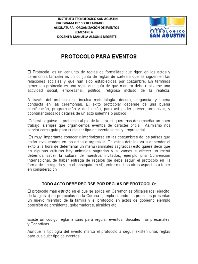 Protocolo para Eventos | Descargar gratis PDF | Jerarquía | Institución