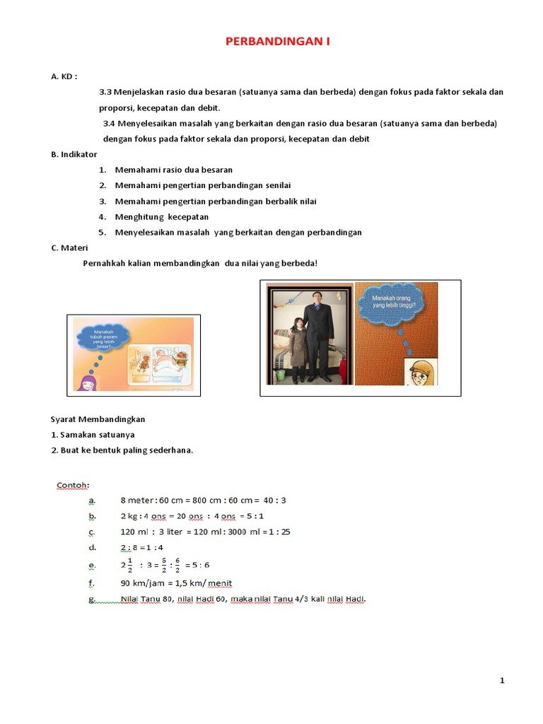 Materi Perbandingan 1 | PDF | Sains & Matematika
