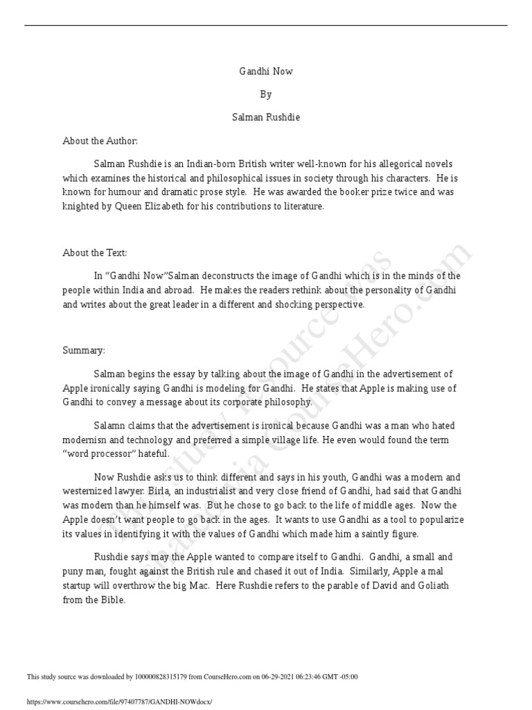 This Study Resource Was | PDF | Mahatma Gandhi | Science