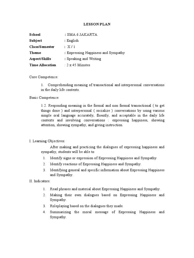 16 June 2021 - Lesson Plan Cindy Amalia 19800012 | PDF | Sympathy ...