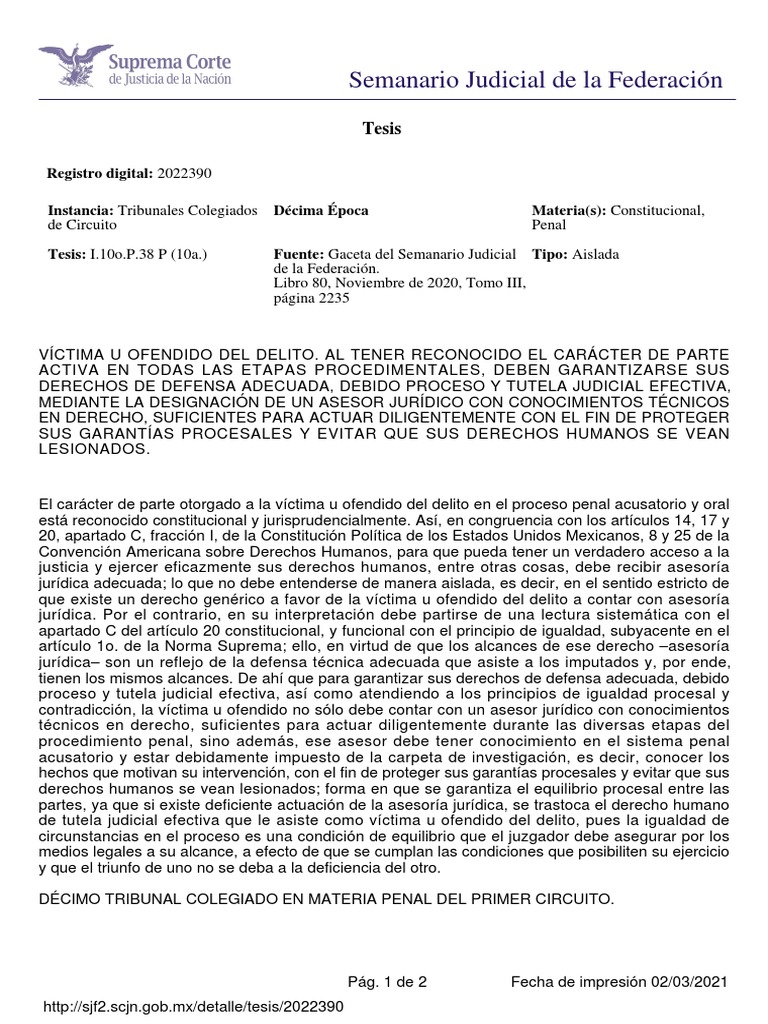 Víctima U Ofendido Pdf Derecho Penal Ley Procesal
