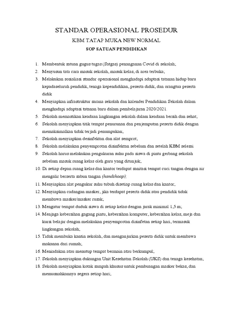 Sop KBM New Normal | PDF