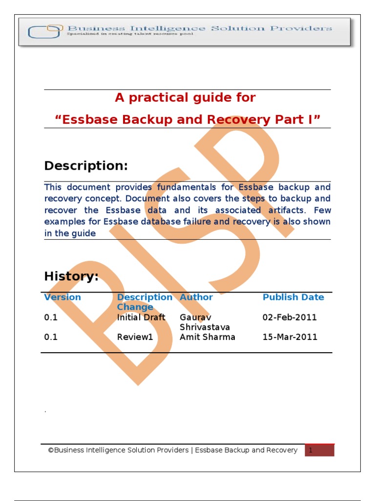 Essbase Backup and Recovery | PDF | Backup | Computer File