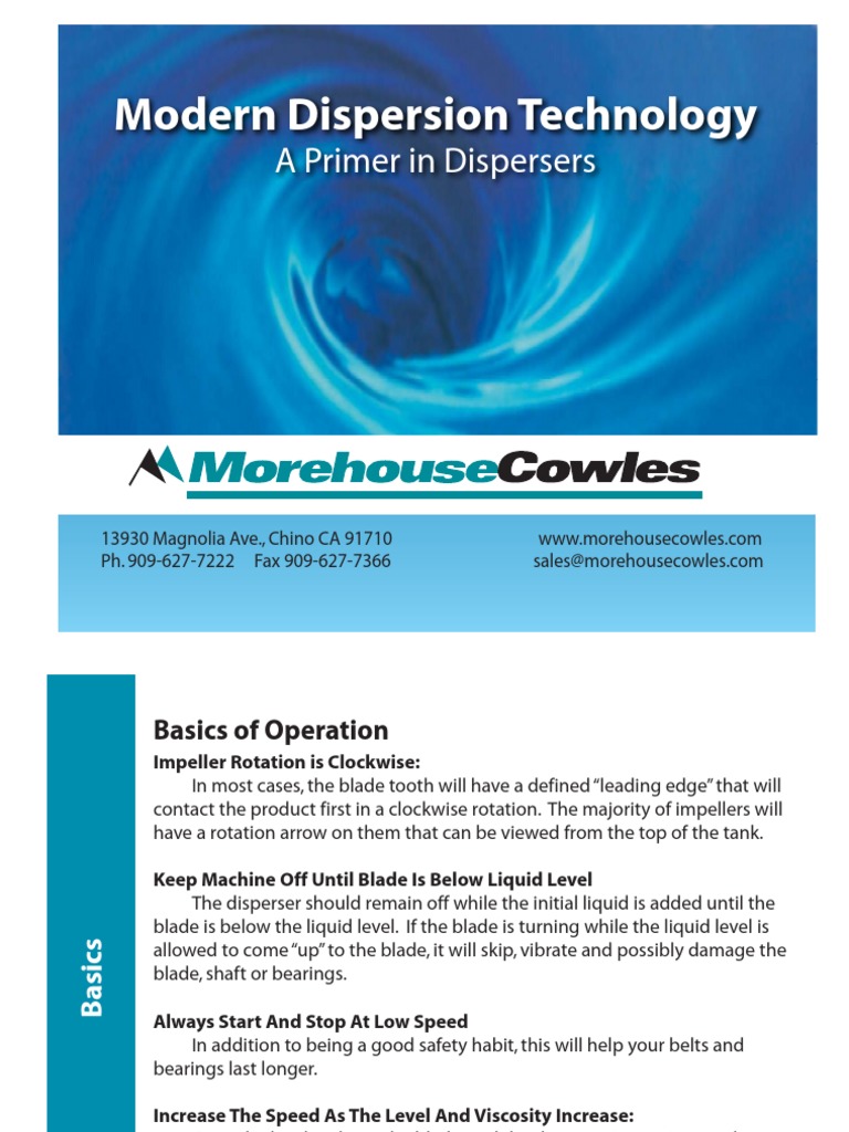 Modern Dispersion Technology: A Primer in Dispersers | PDF | Propeller ...