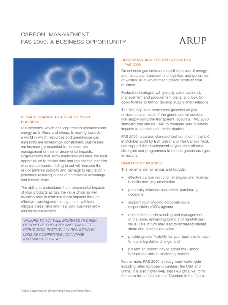 Arup Carbon Management PAS 2050 A Business Opportunity 29 Oct 09 | PDF ...