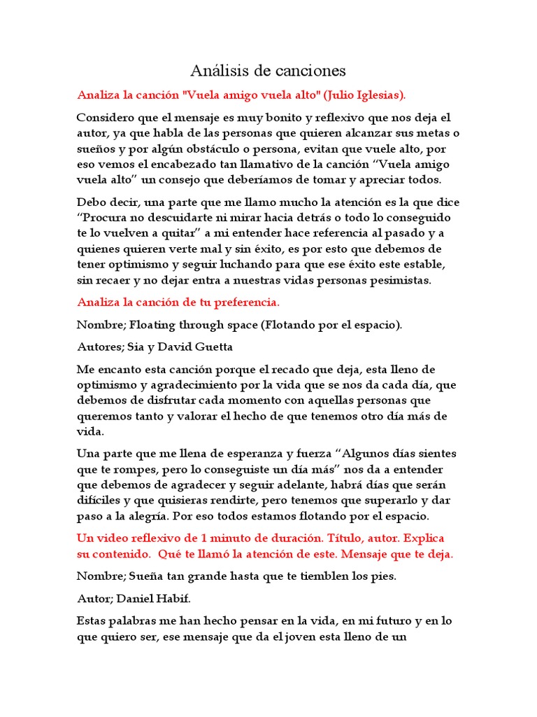 Análisis de Canciones | PDF