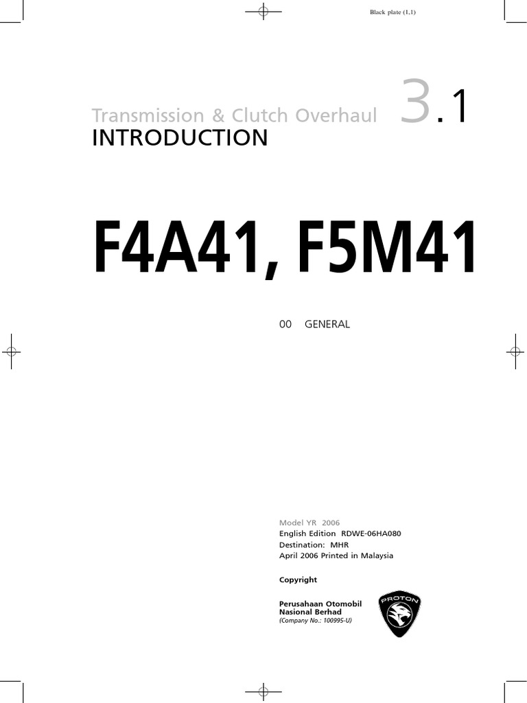 F4A41, F5M41: Transmission & Clutch Overhaul | PDF | Screw ...