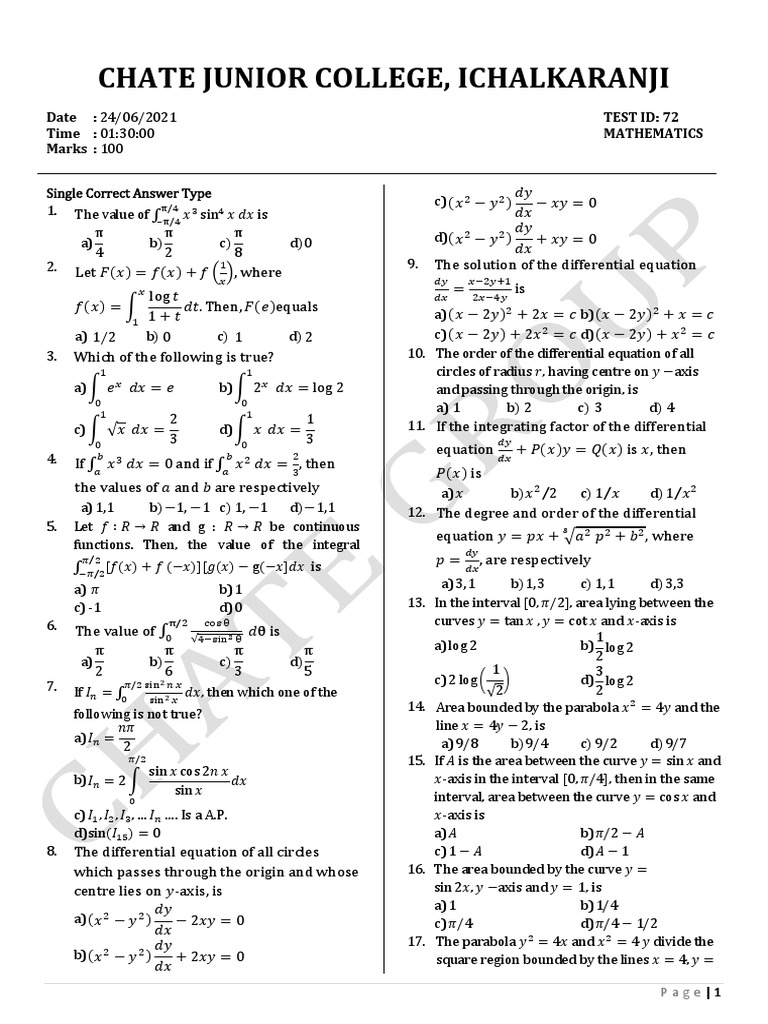Mathematics Sec-II Paper | PDF | Pi | Equations