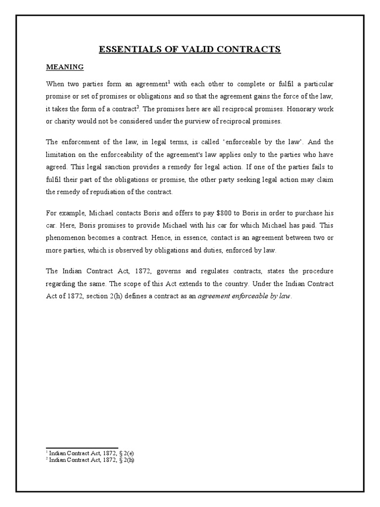Essentials of a Valid Contract: Requirements for an Agreement to be ...