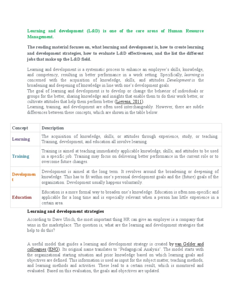 Learning And Development Analytics Pdf Competence Human Resources