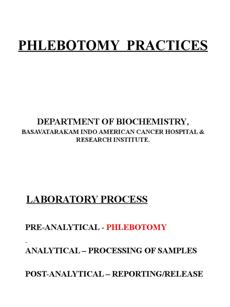 Phlebotomy Practices and Procedures Guide | PDF | Intravenous Therapy ...