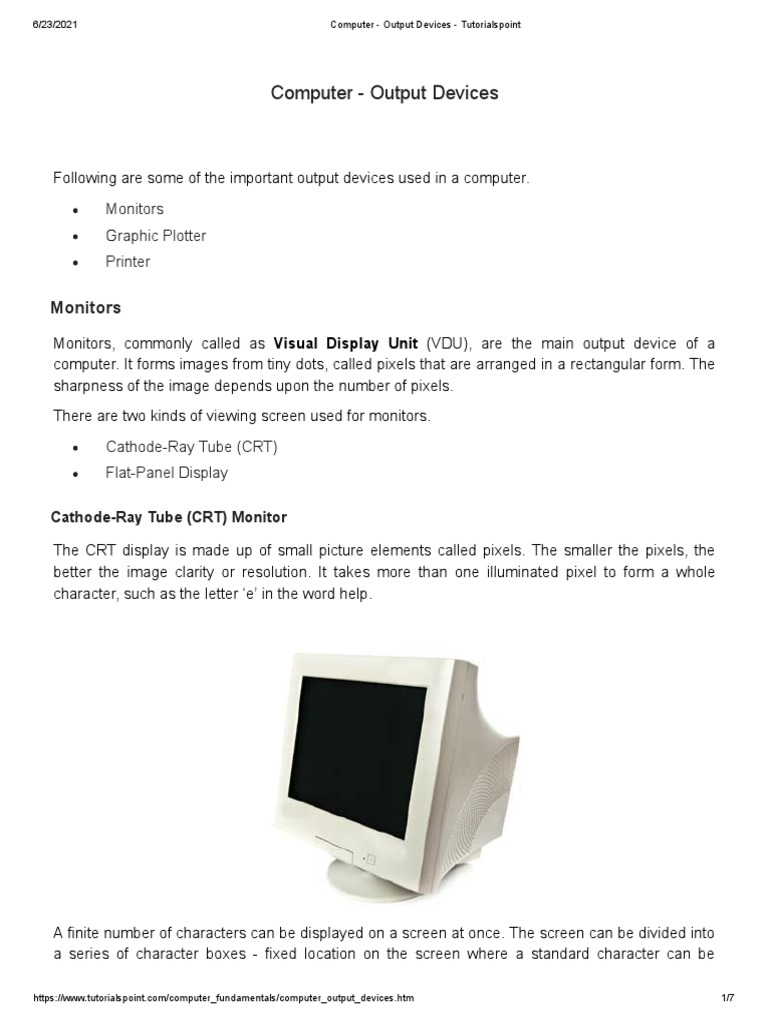 Computer - Output Devices | PDF | Printer (Computing) | Computer Monitor
