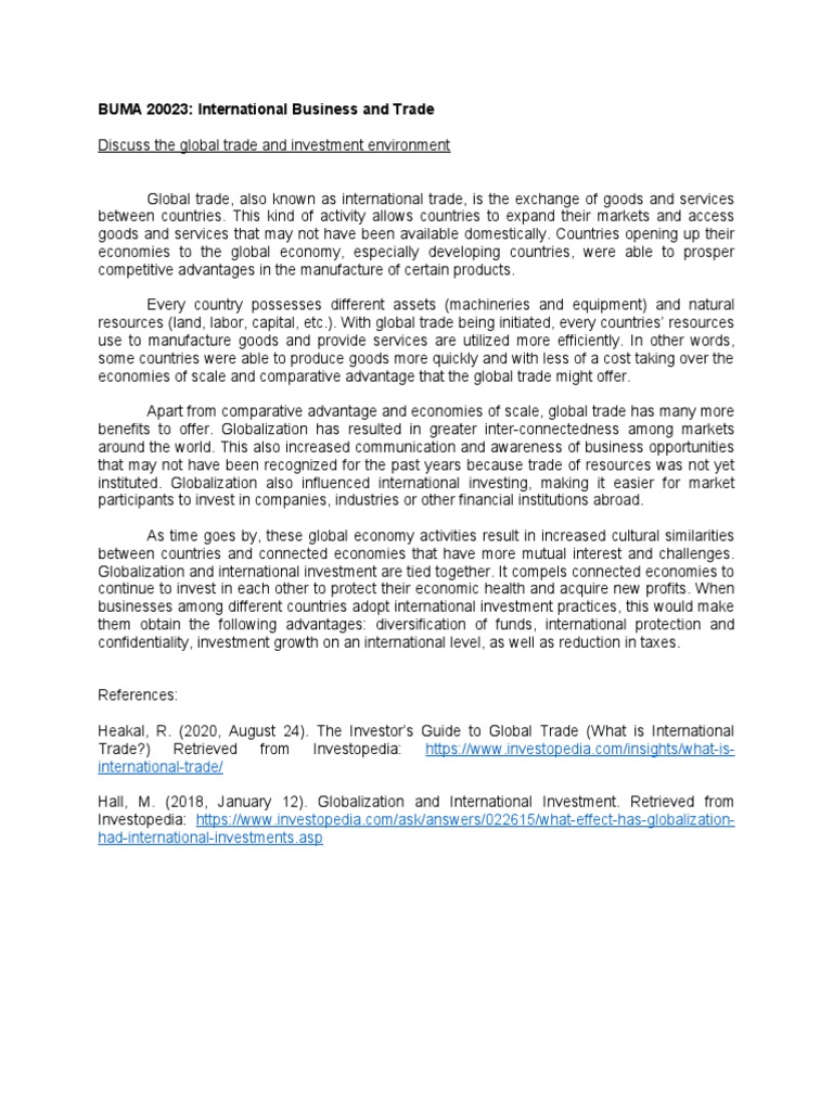 Global Trade and Investment Insights | PDF | Globalization | Foreign ...
