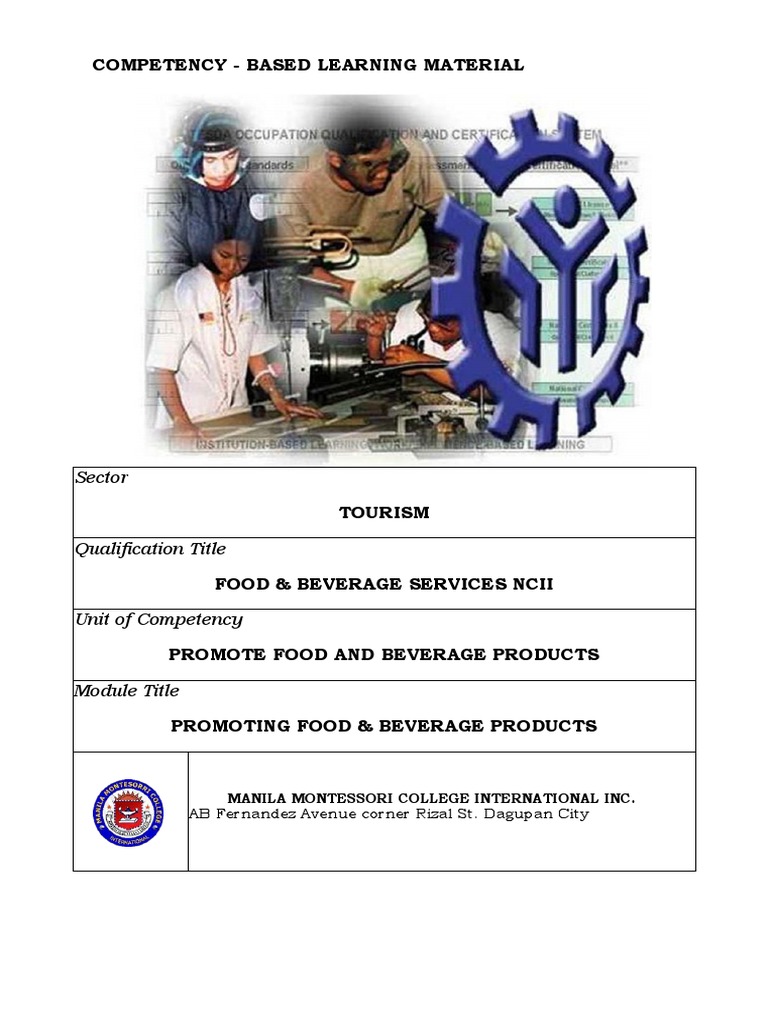 CBLM Fbs NC II Lo# 3 Promoting Food and Beverage Products | PDF ...