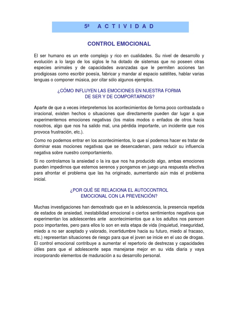 Control Emocional | PDF | Ira | Las emociones