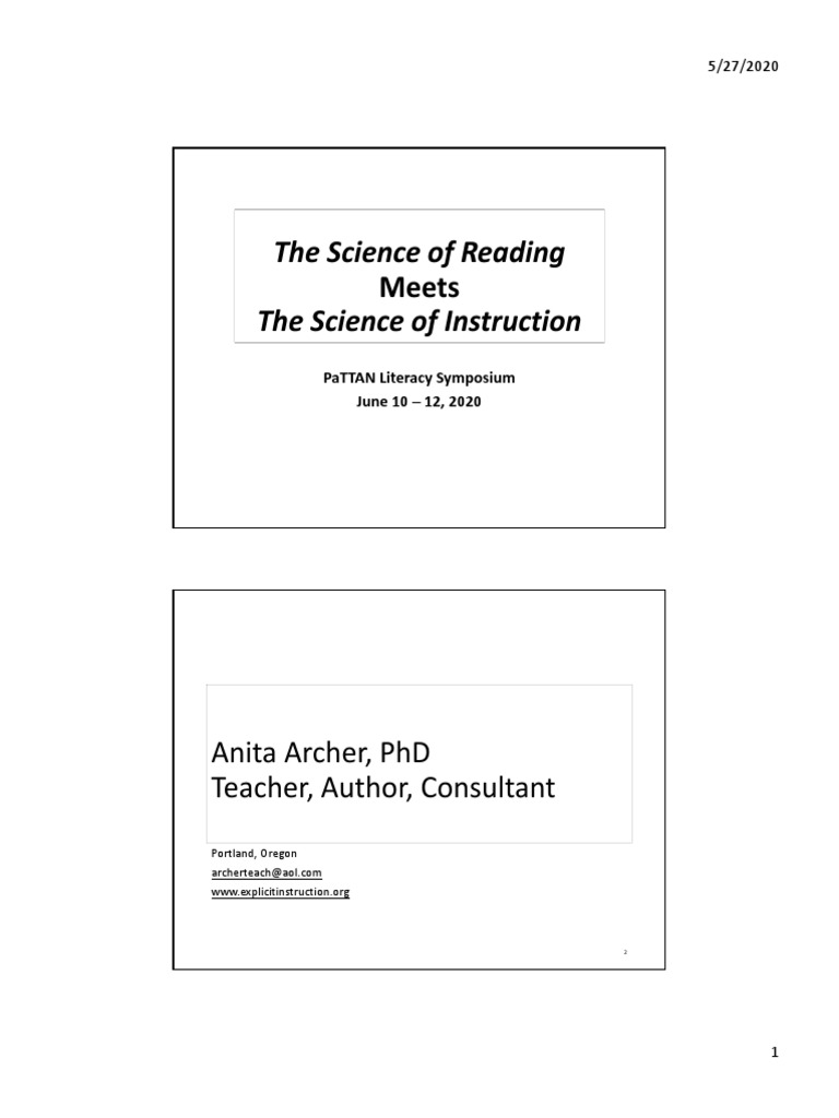 The Science of Reading The Science of Instruction: Meets | PDF ...