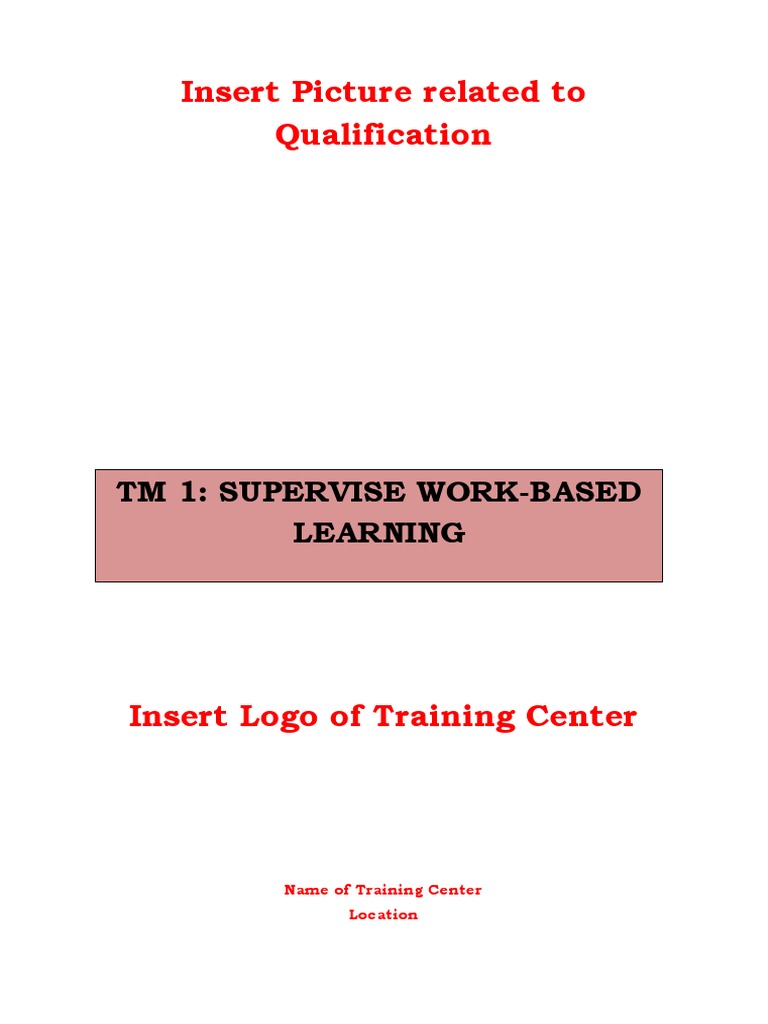 Insert Picture Related To Qualification: TM 1: Supervise Work-Based ...