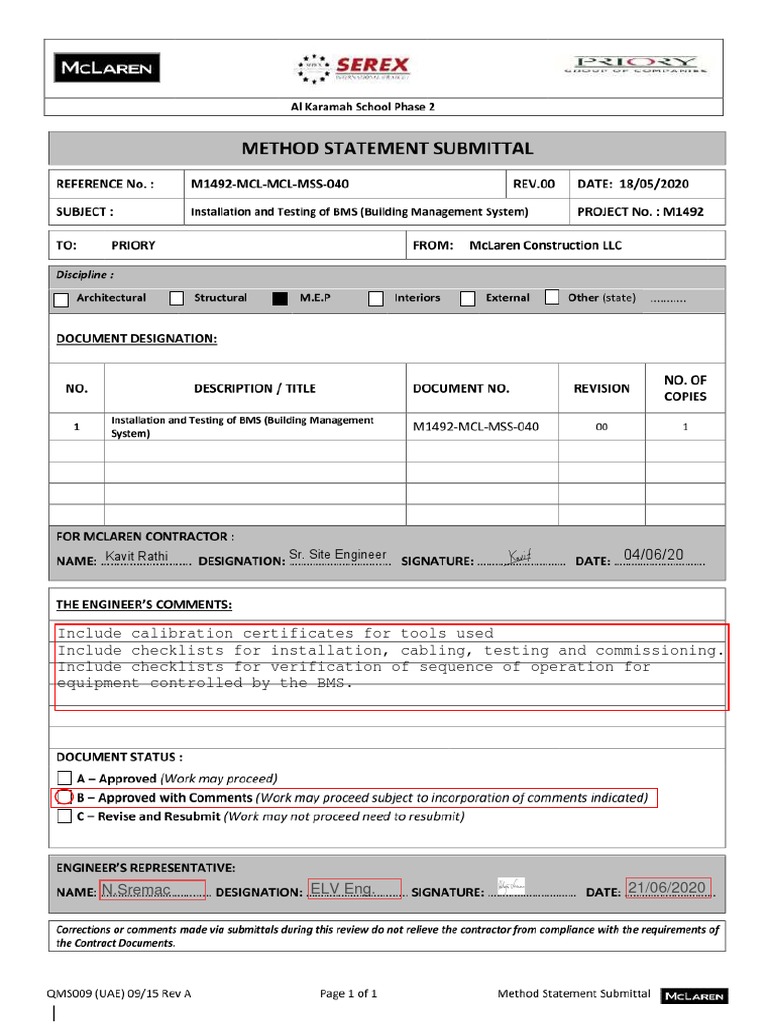 Installation and Testing of BMS (Building Management System) NSR | PDF