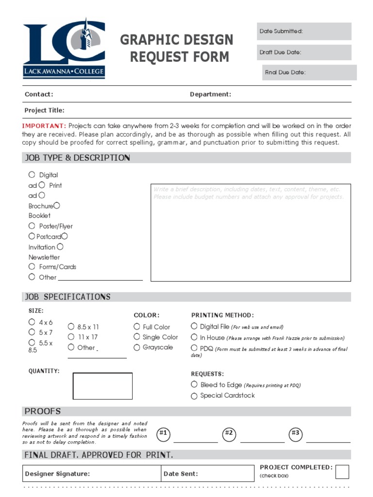 Graphic Design Request Form Template | PDF | Graphic Design | Writing