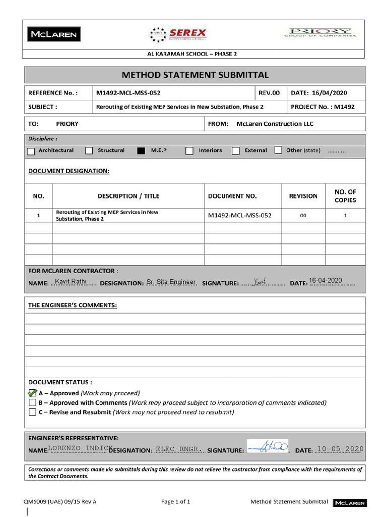 Rerouting of Existing MEP Services in New Substation | PDF | Finance ...