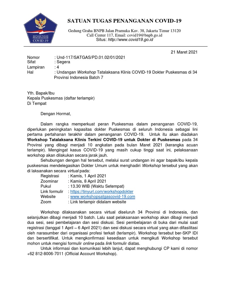 Surat Undangan Workshop Batch 7 | PDF