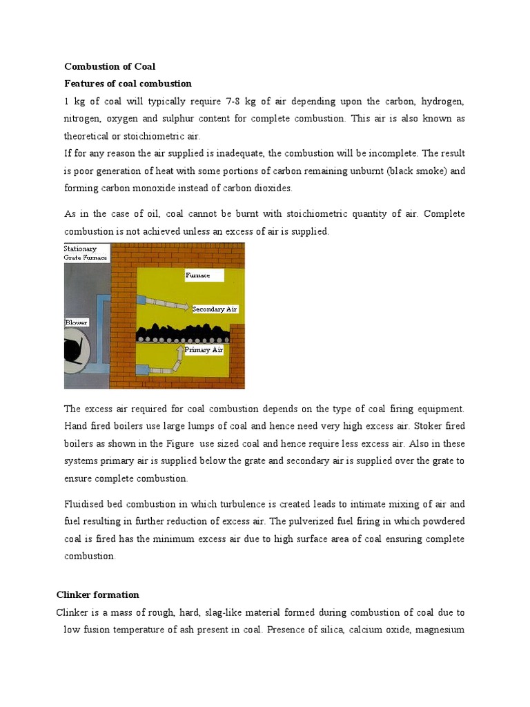 Combustion of Coal Features of Coal Combustion | PDF | Science ...
