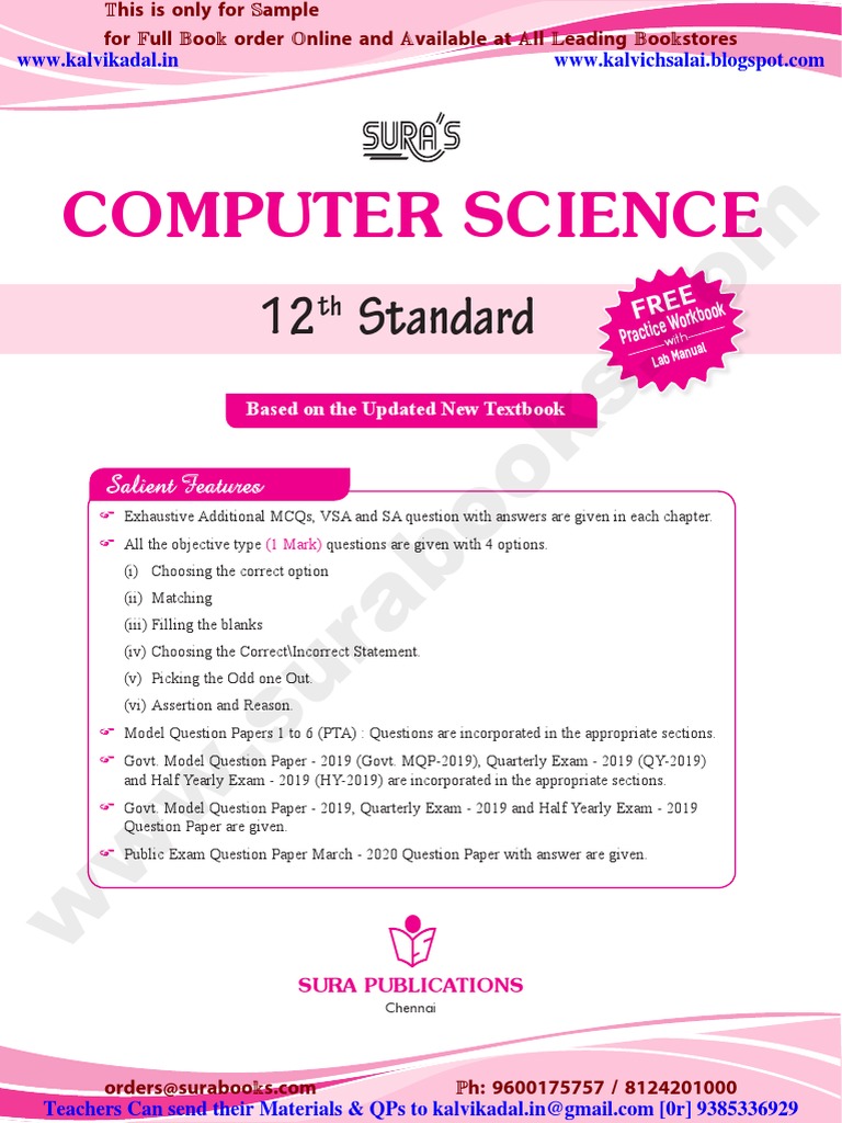 12th Computer Science EM Sura Guide Sample 2020-21 WWW - Kalvikadal.in ...