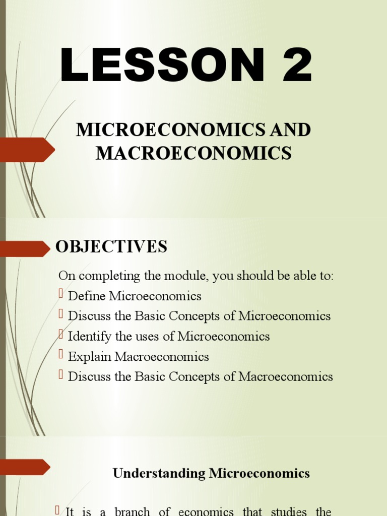 Lesson 2: Microeconomics and Macroeconomics | PDF | Microeconomics ...