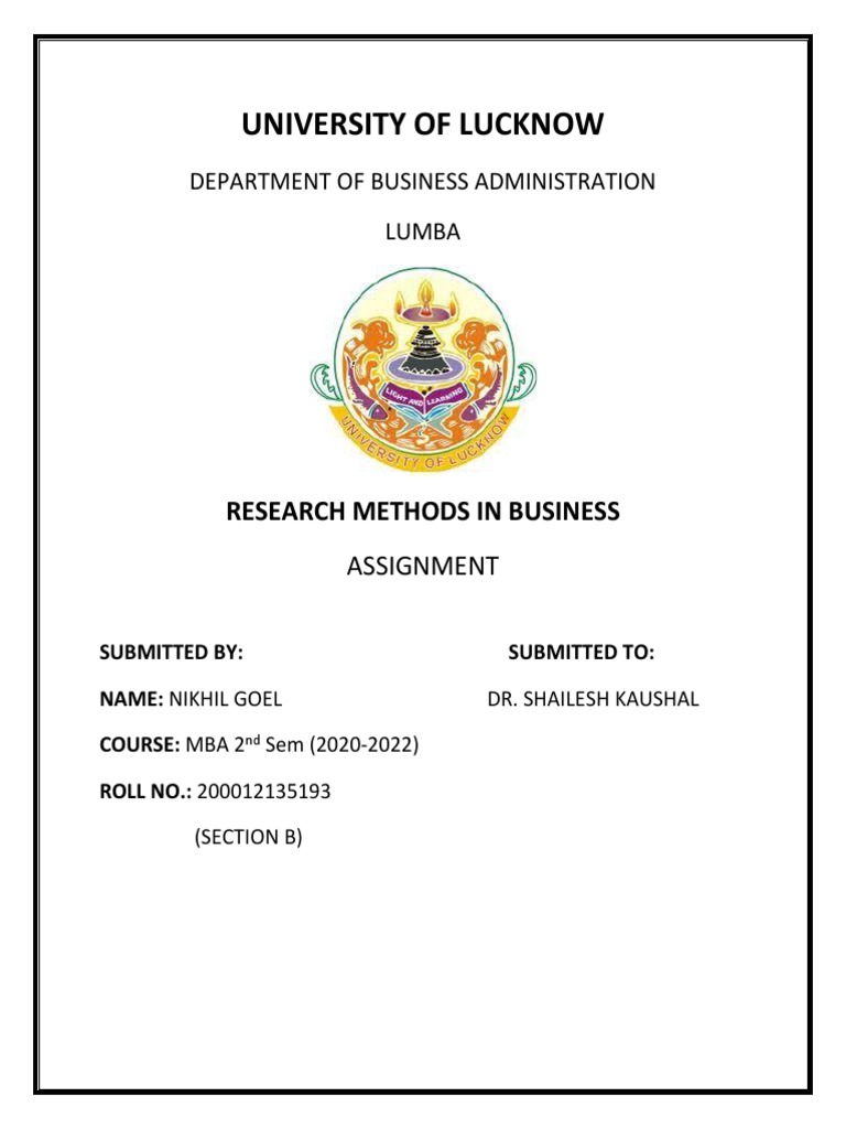 MBA Research Methods Assignment | PDF | Business