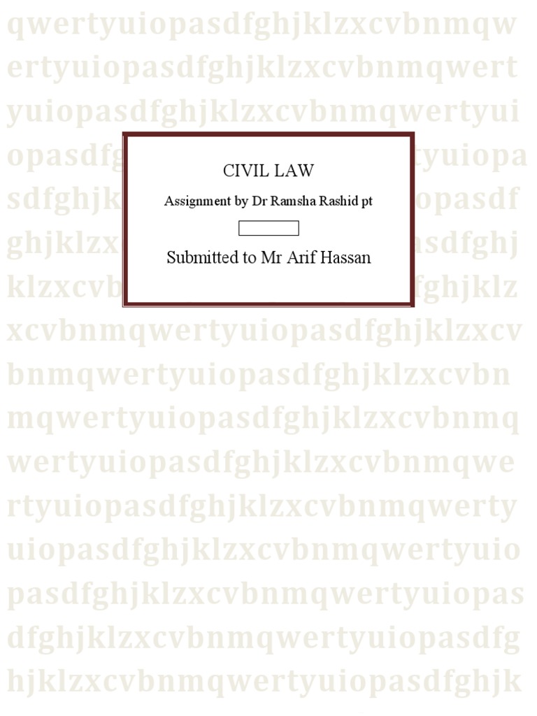 Civil Law: Assignment by DR Ramsha Rashid PT | PDF | Common Law | Precedent