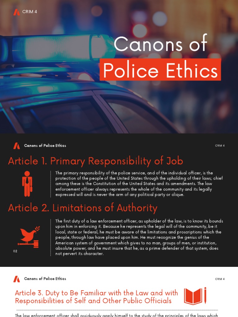 Canons of Police Ethics | PDF | Police Officer | Police