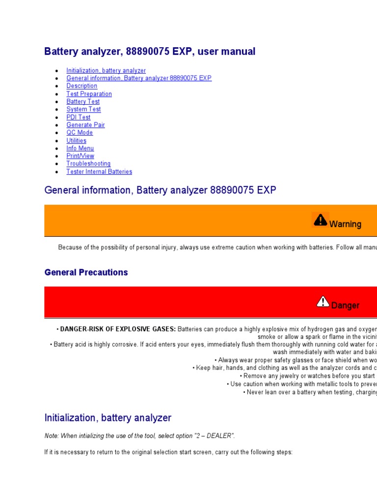 Battery Analyzer 88890075 EXP Manual | PDF | Menu (Computing) | Icon ...