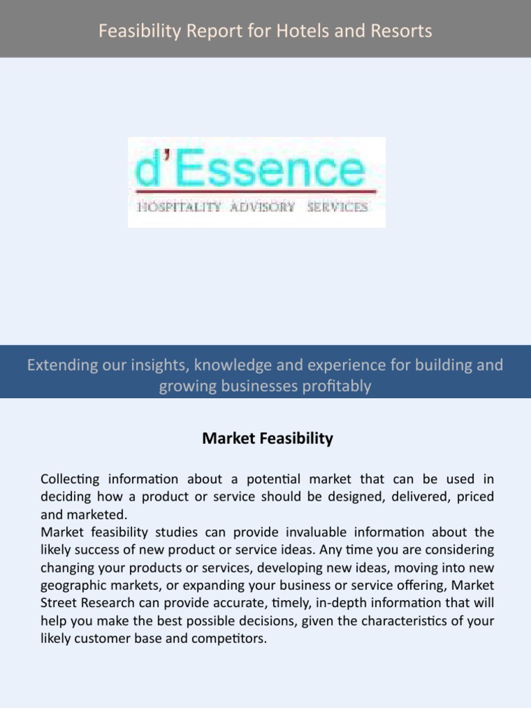 Hotel and Resort Feasibility Report | PDF | Tourism | Hospitality Industry